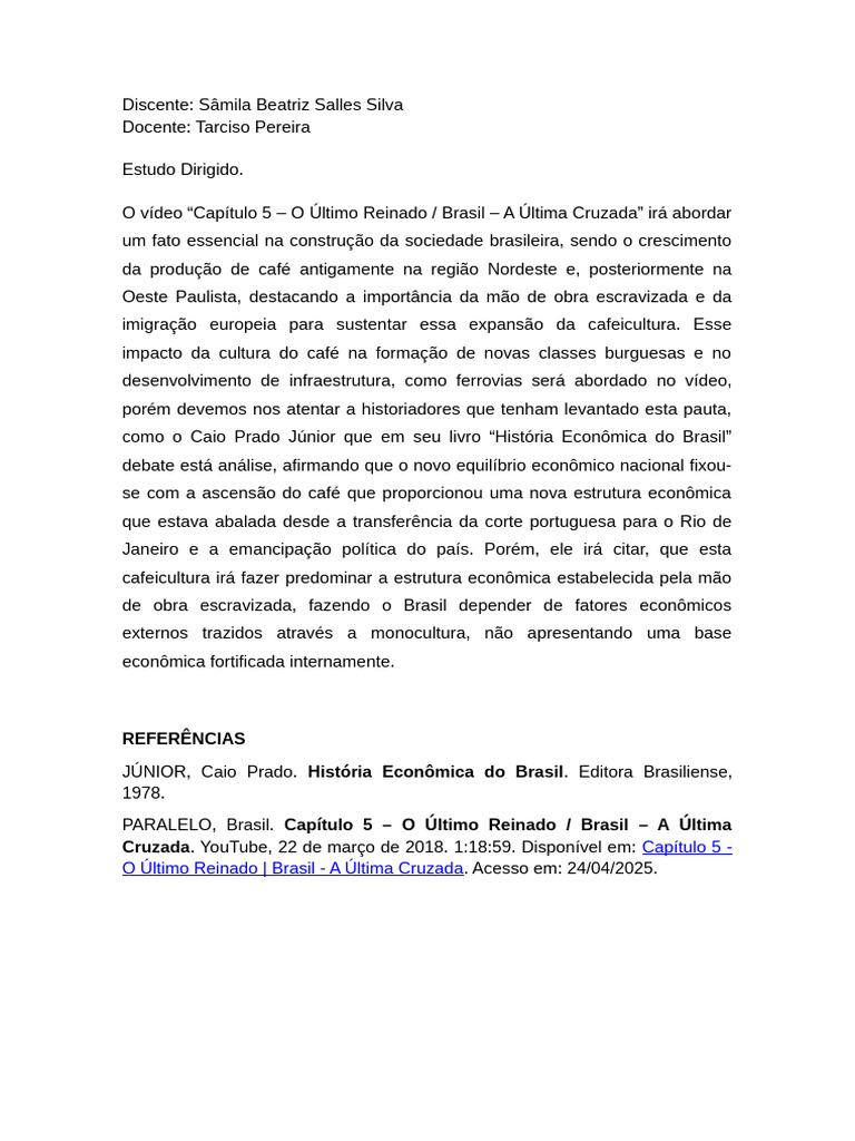 Estudo Dirigido Hist. Brasil Imperio | PDF