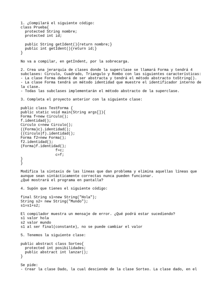 Enuncados de Ejercicios Programacion JAVA | PDF | Ciencias de la Computación | Programación de ...