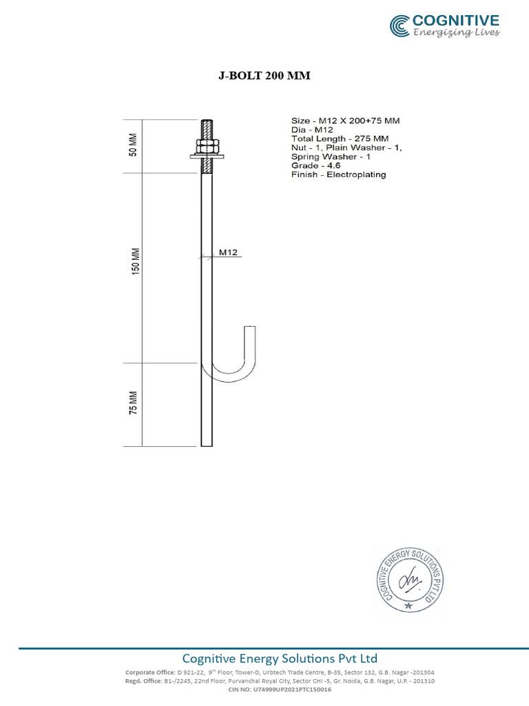 J-Bolt Specifications and Drawings | PDF