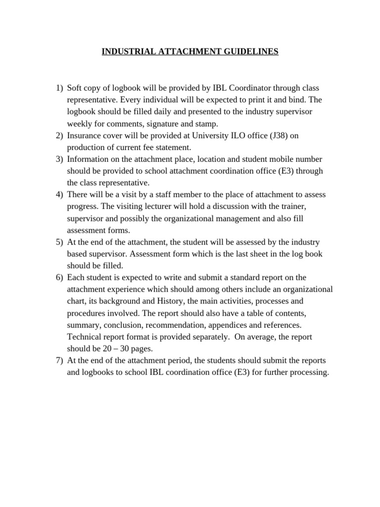 Industrial Attachment Guidelines for Students | PDF