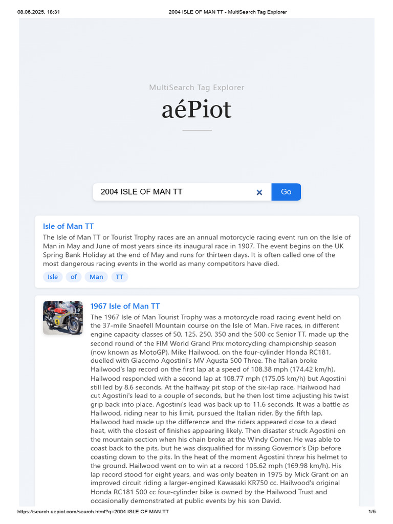 2004 ISLE of MAN TT - MultiSearch Tag Explorer | PDF | Motorsport ...