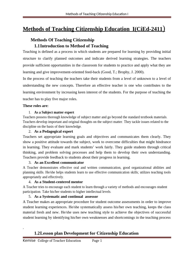 Method Chewaka | PDF | Teachers | Learning