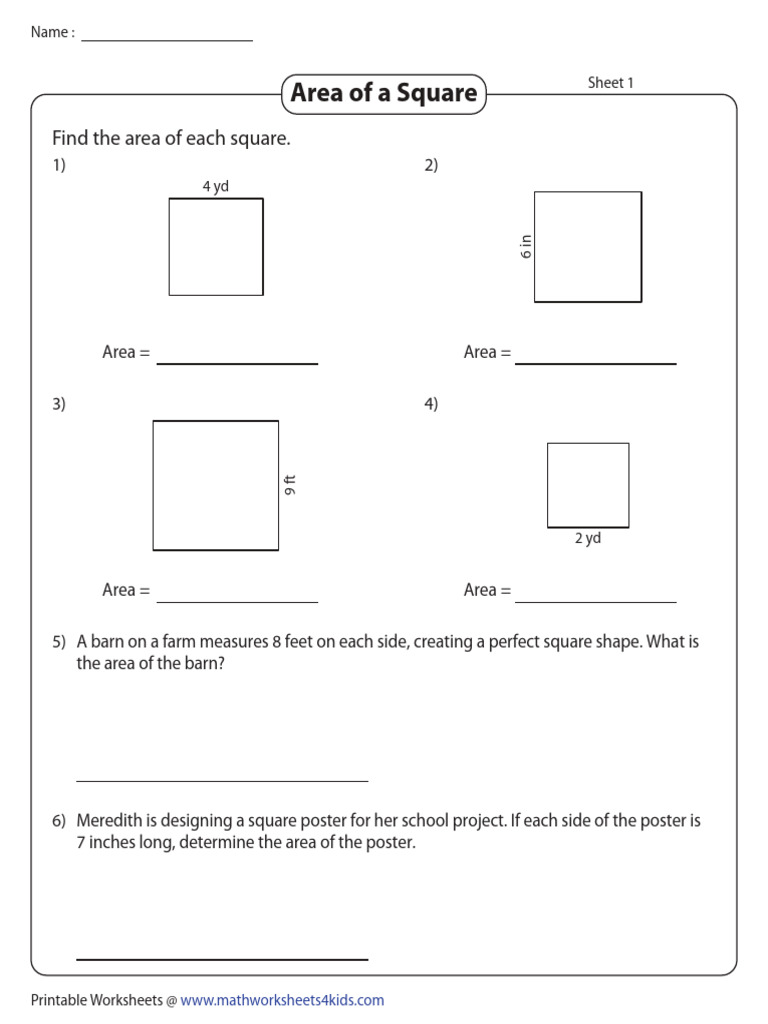 Area of Squares | PDF
