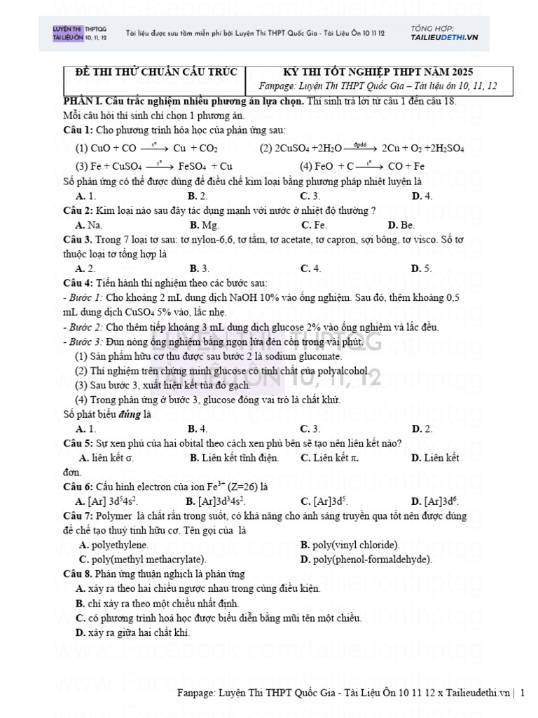 2. Đề Thi Hóa Thpt | PDF