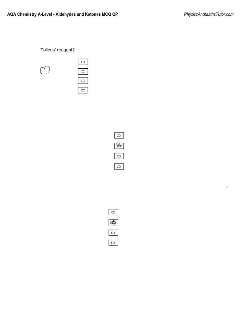 Aldehydes and Ketones MCQ QP | PDF