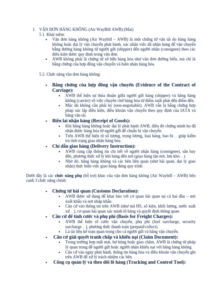 Vận Đơn Hàng Không | PDF