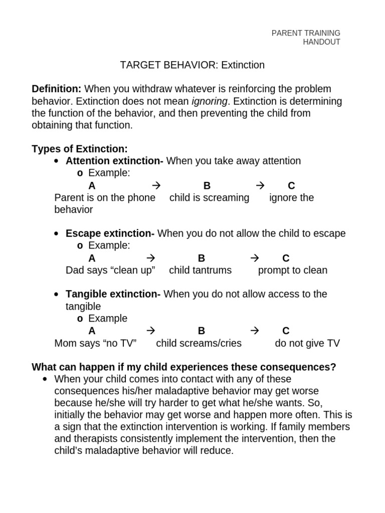 Extinction Parent Handout | PDF
