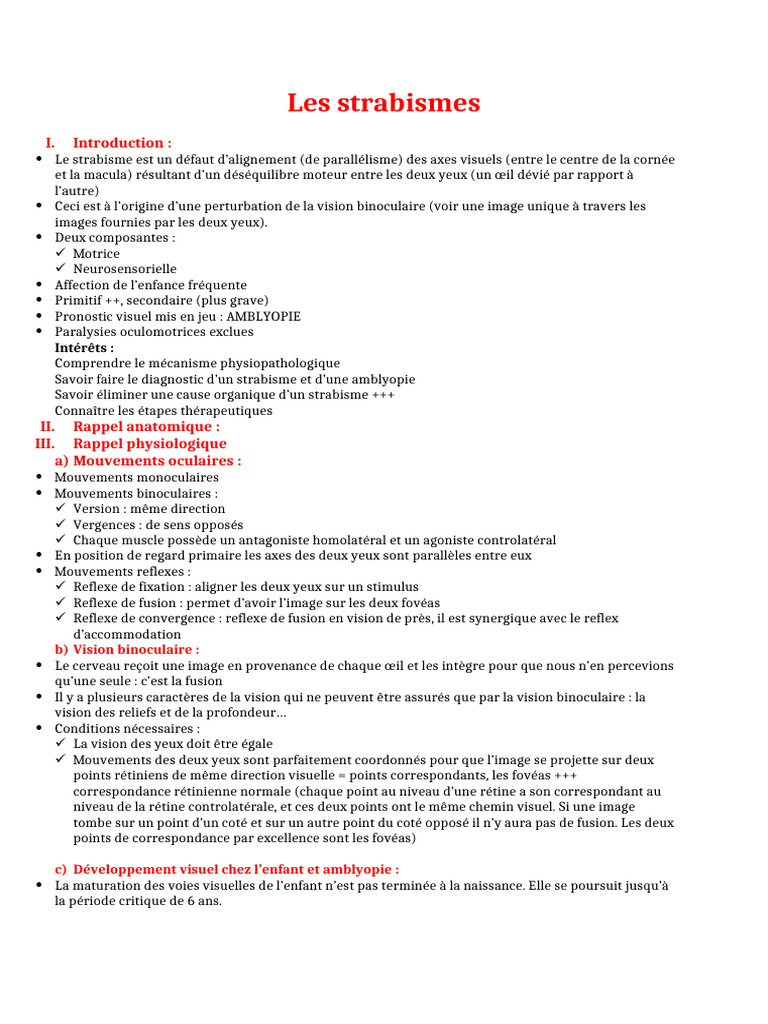 Comprendre le strabisme et l'amblyopie | PDF | Œil | Sens (physiologie)