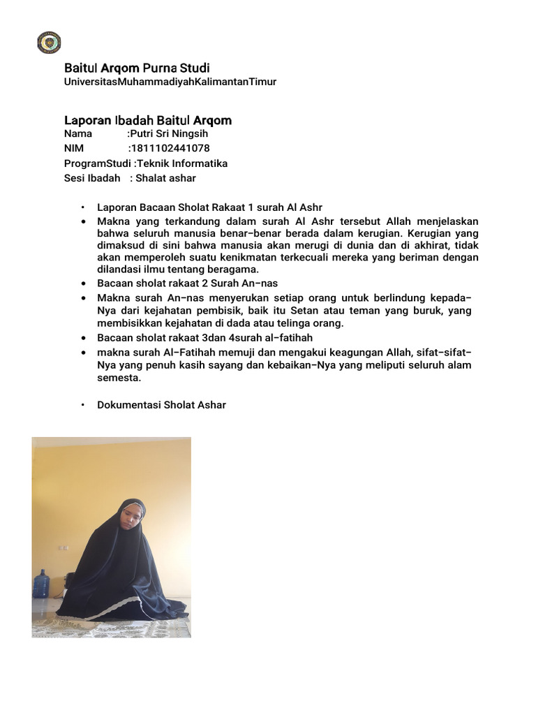 Laporan Baitul Putri Sri Ningsih 2 | PDF