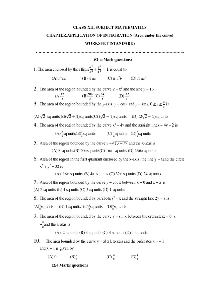 WS - Ch-8-Area Under The Curve - Standard | PDF | Chess Theory | Chess