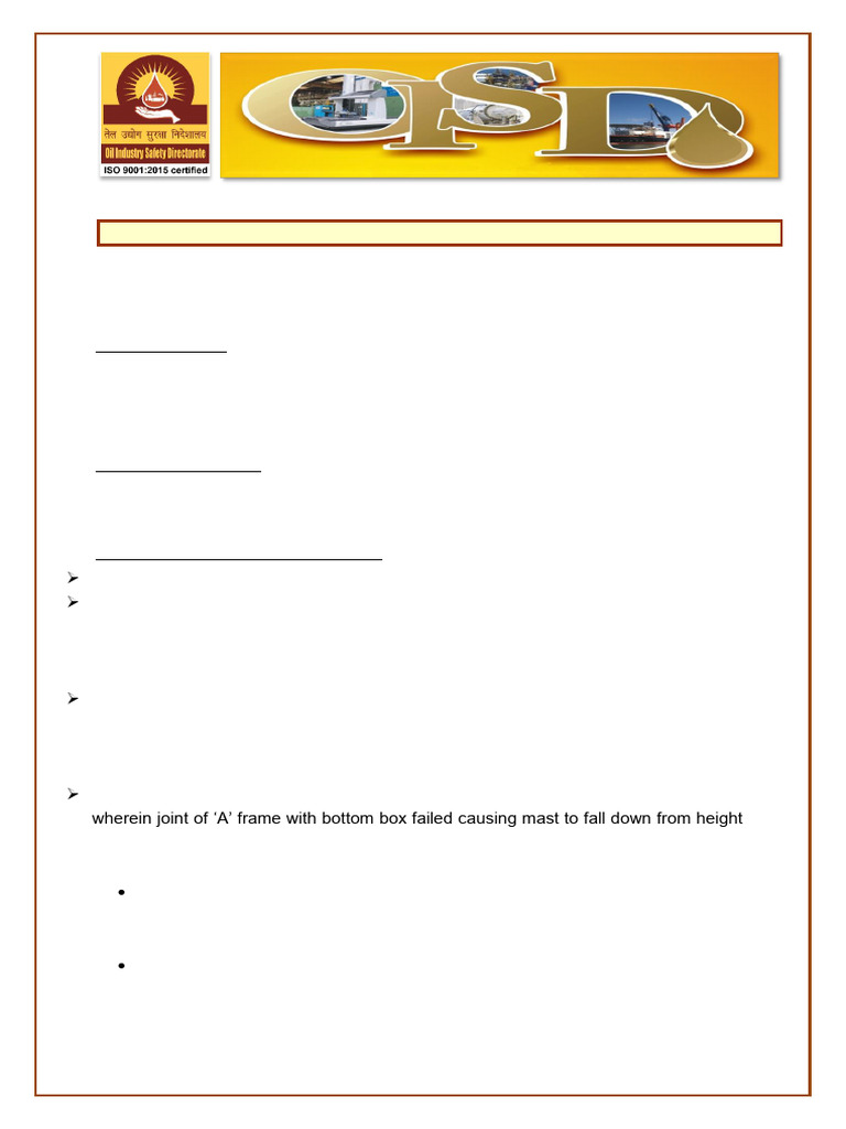 Case Study Fall of Rig Mast | PDF