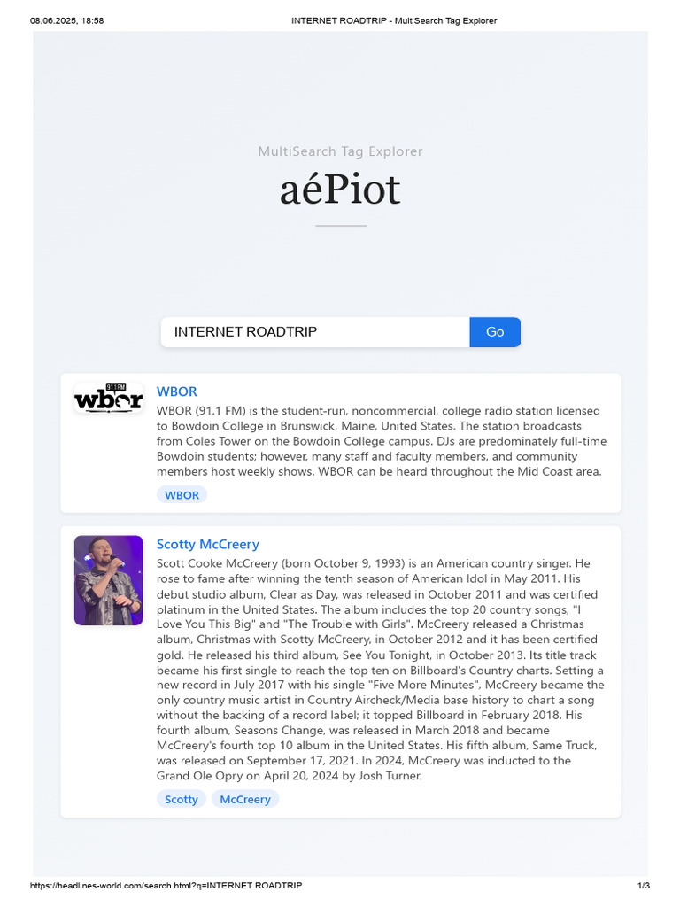 Internet Roadtrip - Multisearch Tag Explorer | PDF