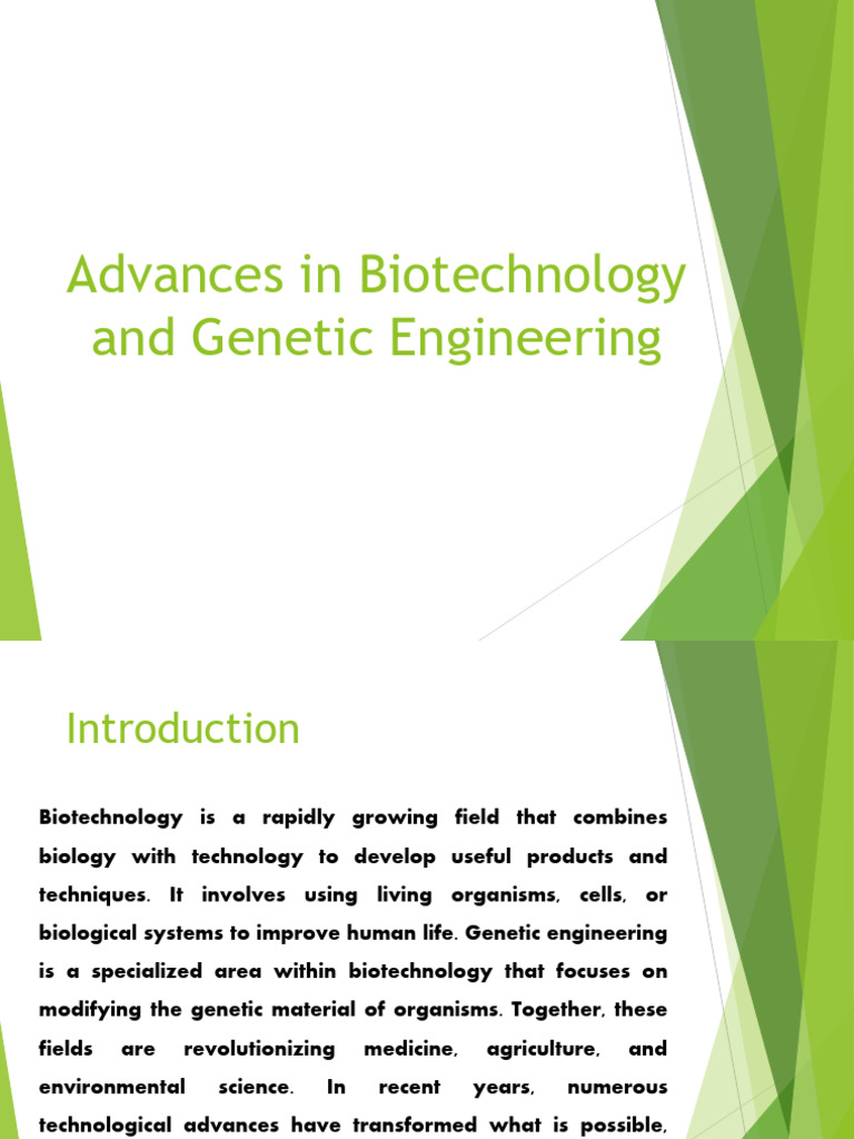 Advances in Biotechnology and Genetic Engineering | PDF | Gene Therapy ...