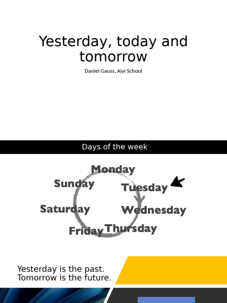 Yesterday Today Tomorrow Practice With Present Tense Simple Past ...