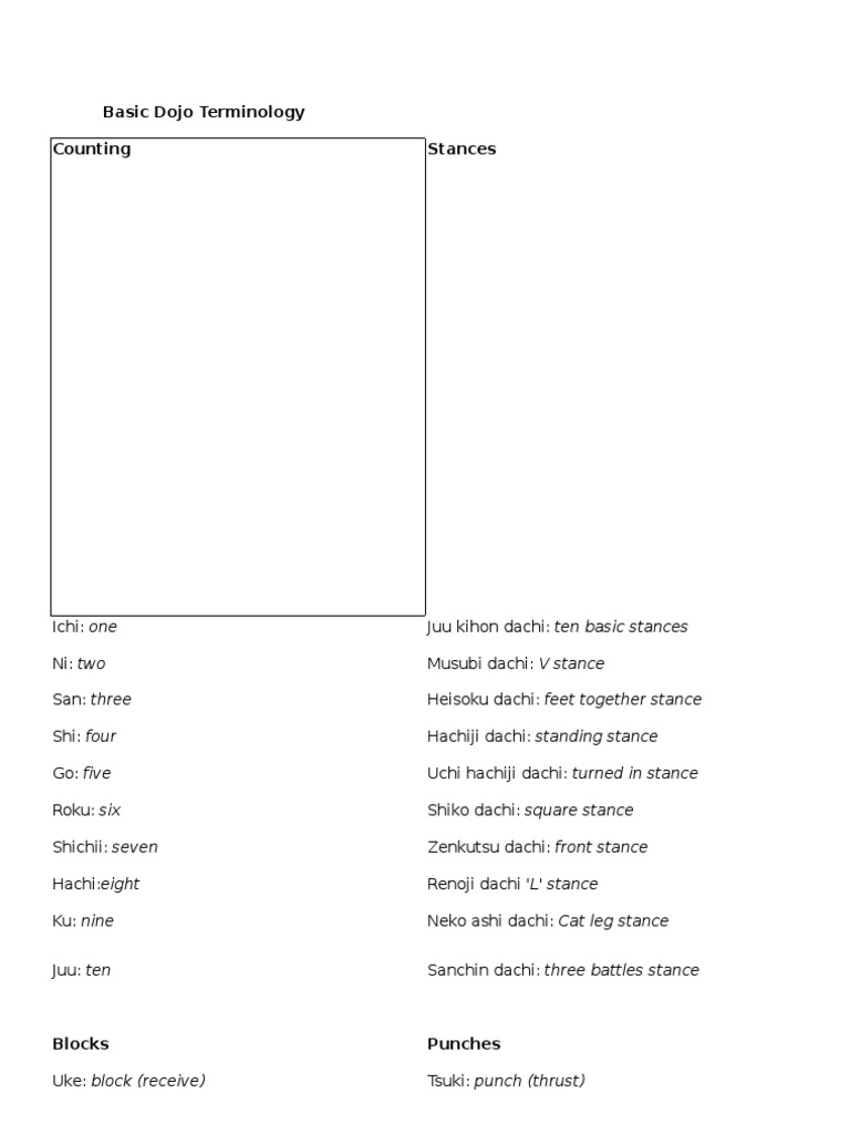 Basic Dojo Terminology | PDF