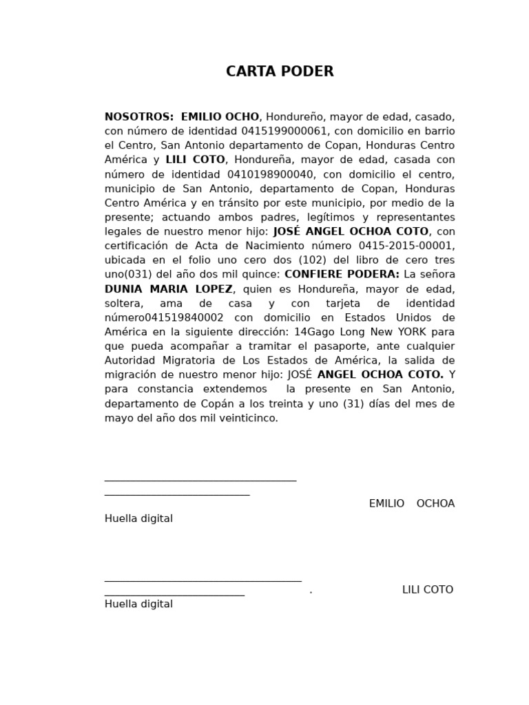 Carta Poder Notarial 2. | PDF