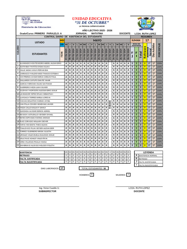 ASIST. EST. MAYO 2025-2026 MATUTINA (1) | PDF