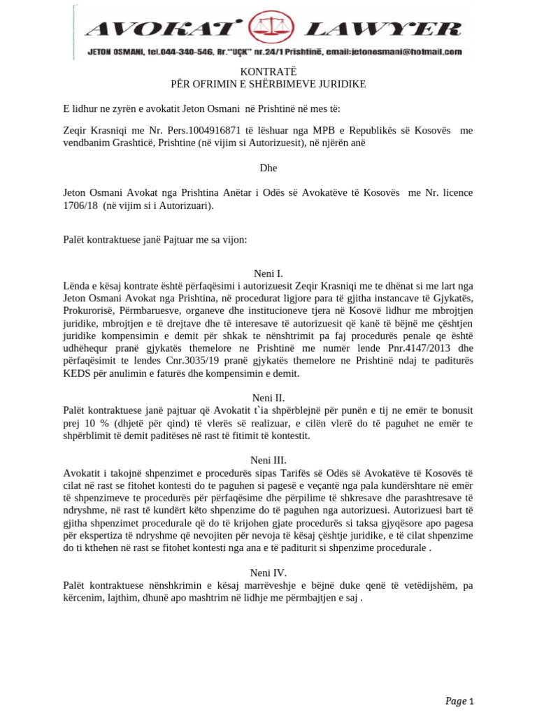 Kontrate Per Sherbimet | PDF