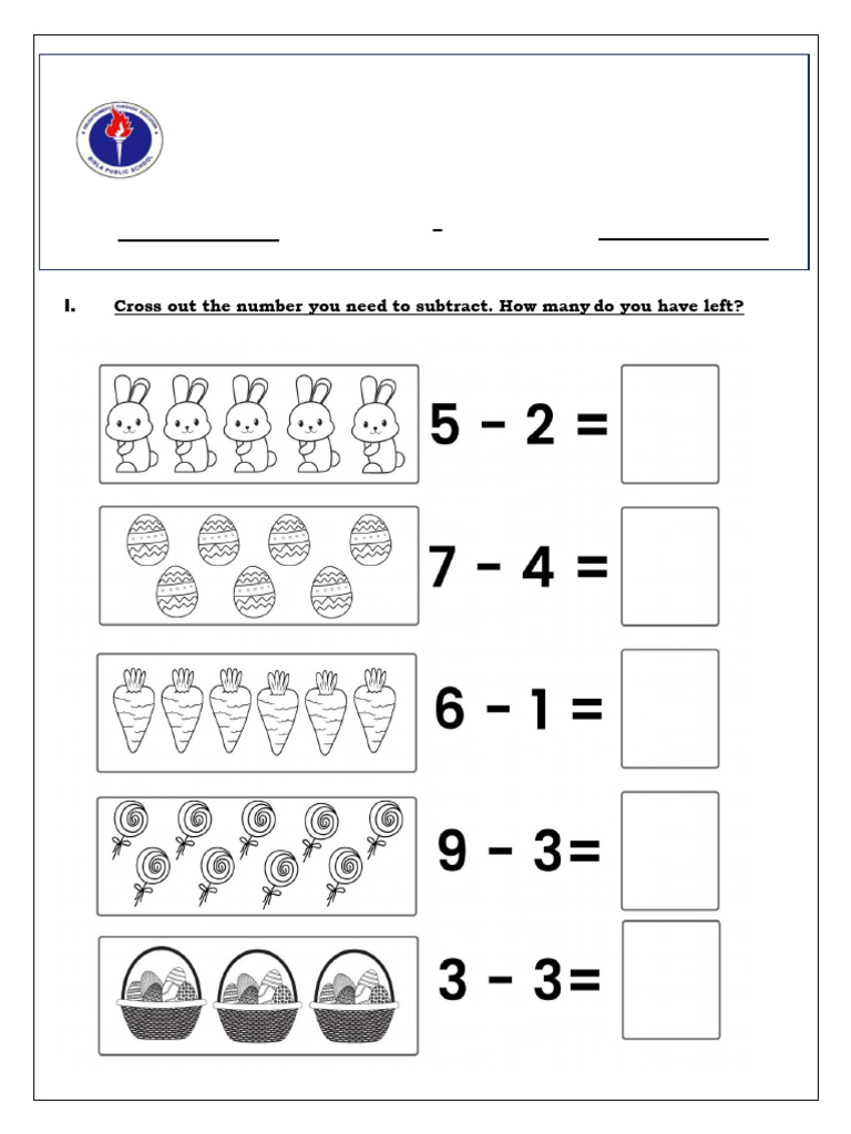 Grade 1 - Math WS - Subtraction (Brain Sprint) | PDF