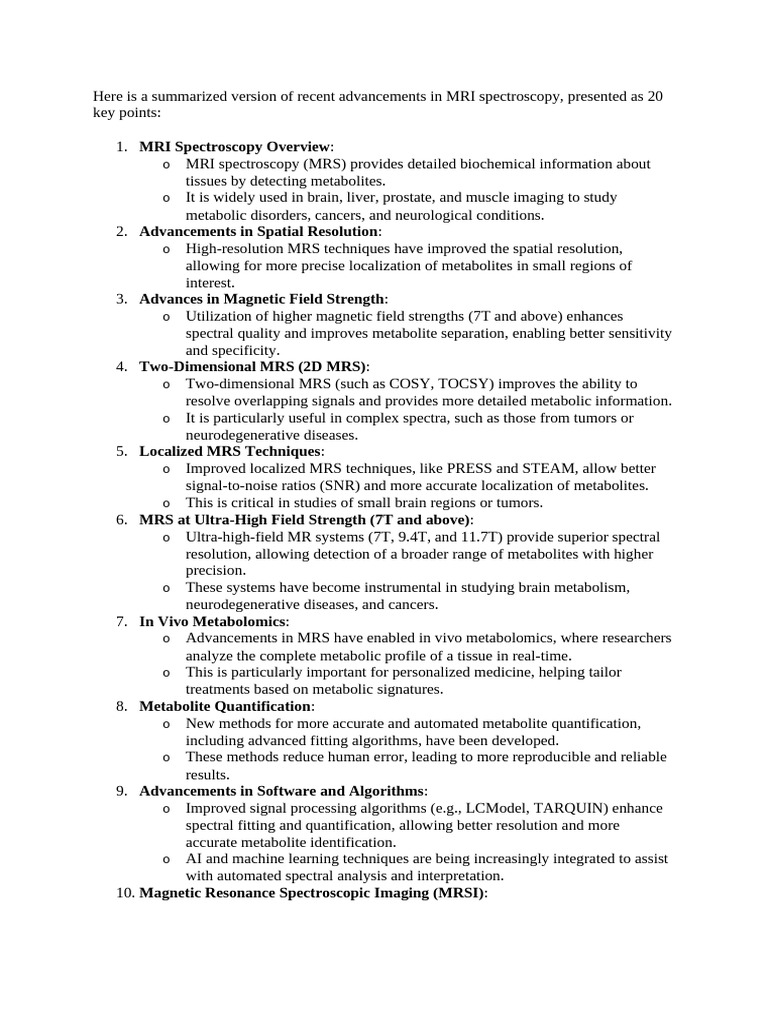 Here Is A Summarized Version of Recent Advancements in MRI Spectros ...