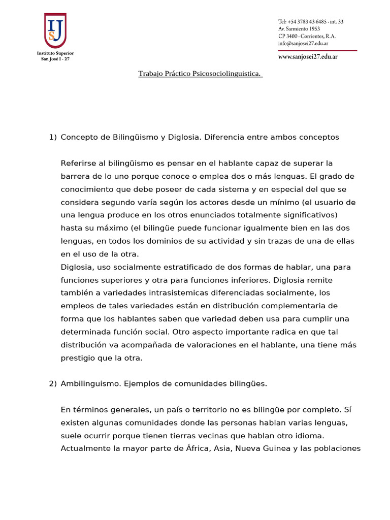 Bilinguismo y Diglosia | PDF | Multilingüismo | Lengua española