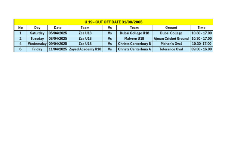 U19 Arch Trophy 2025 - 250326 - 125948 | PDF