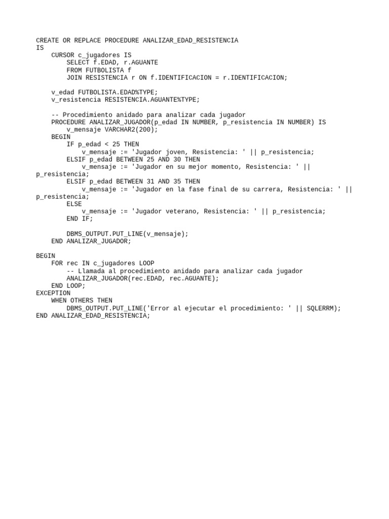 Create or Replace Procedure Analiza | PDF