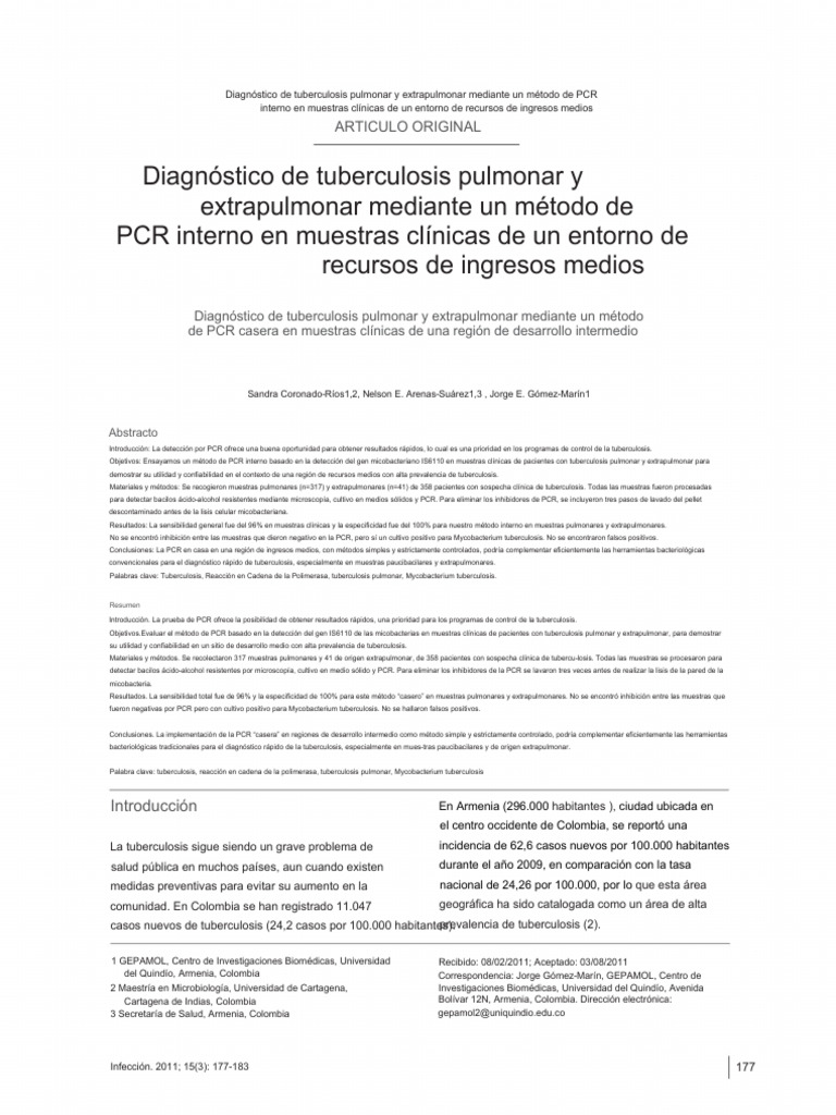 Diagnosis of Pulmonary and Extrapulmonary Tuberculosis Using An In-House PCR Method in Clinical ...