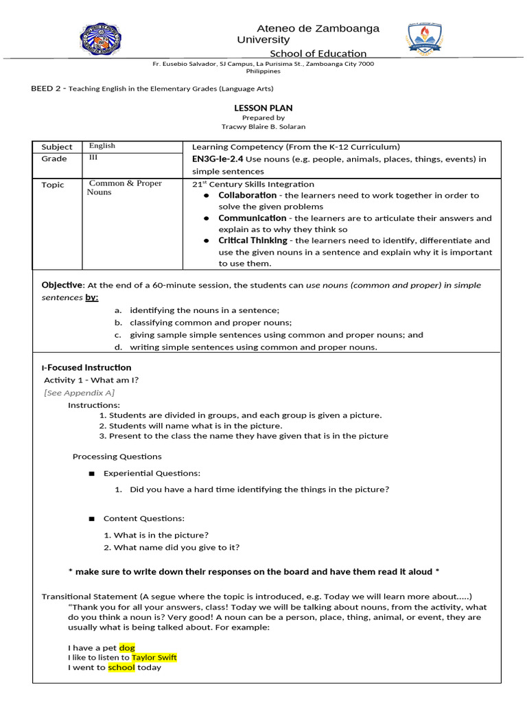 Final GRR Lesson Plan - Beed 2-4 | PDF | Learning | Pedagogy
