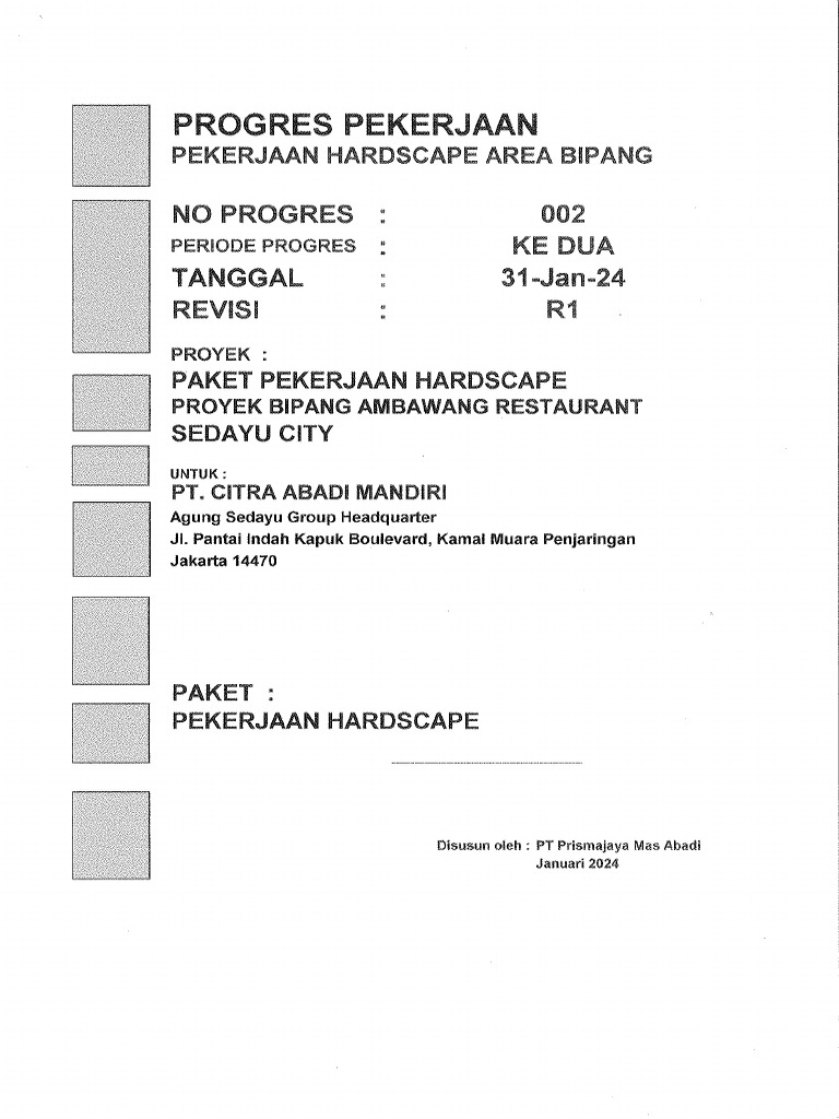 Proges Ke 2r1 - PT - Prismajaya - Bipang Os2 - Pek - Hardscape | PDF