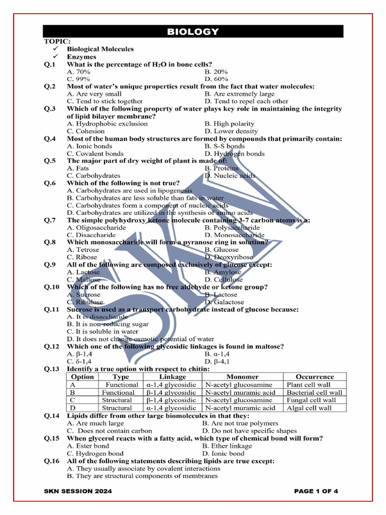 Kips Reconduct Session 2024 Biology Unit - 02 | PDF
