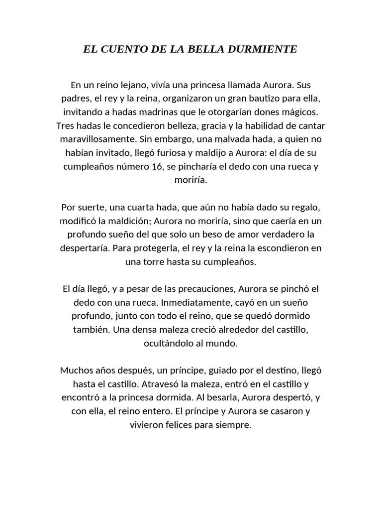 La Bella Durmiente, Cuento Corto | PDF
