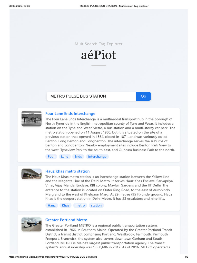 Metro Pulse Bus Station - Multisearch Tag Explorer | PDF | Public ...