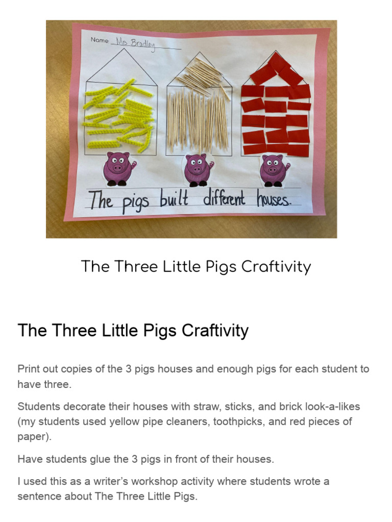 The Three Little Pigs Craftivity | PDF