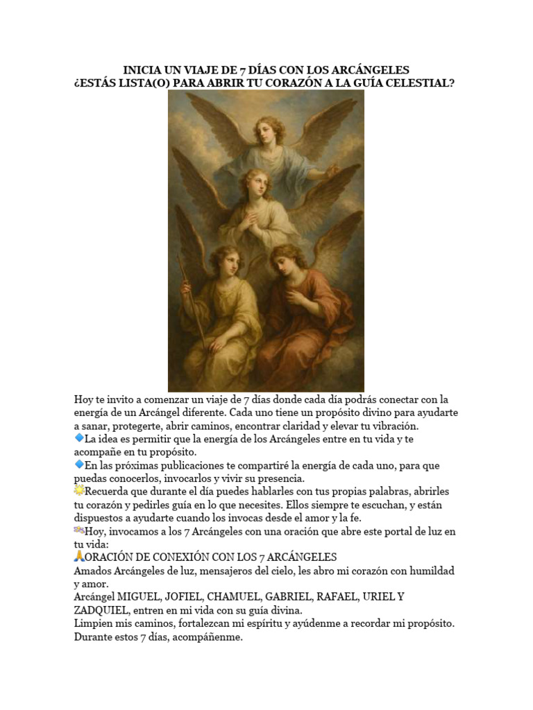 Arcangeles Preambulo Inicia Un Viaje de 7 Días Con Los Arcángeles | PDF