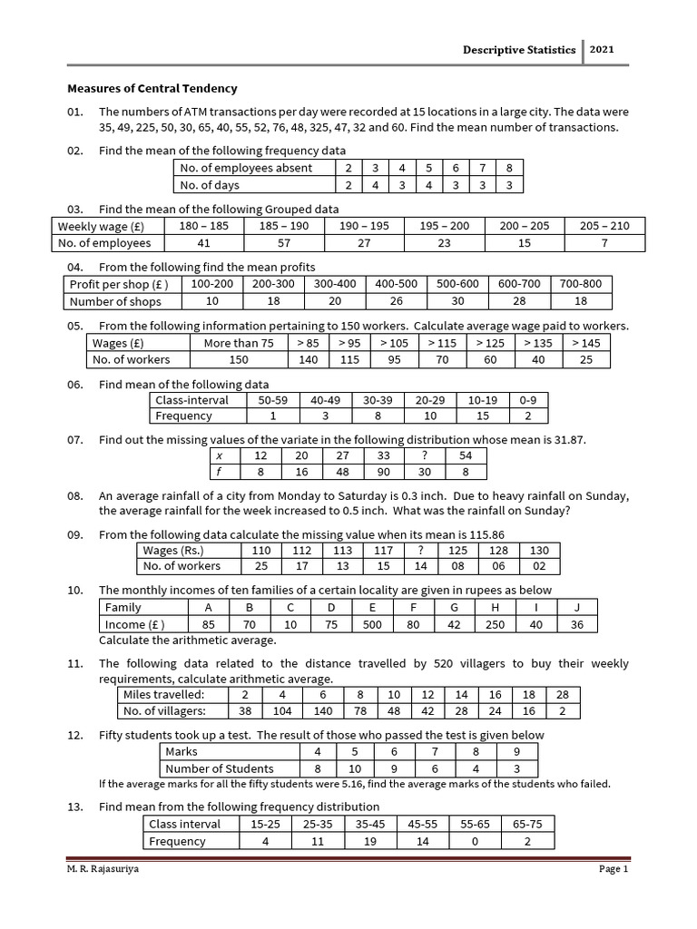Abs 300 - Descriptive Statistics | PDF | Arithmetic Mean | Standard ...