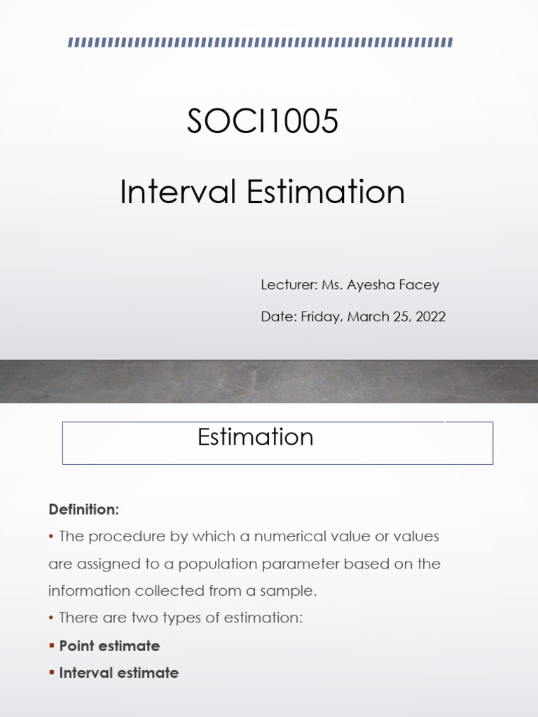 Interval Estimation in Statistics | PDF | Confidence Interval | Statistics