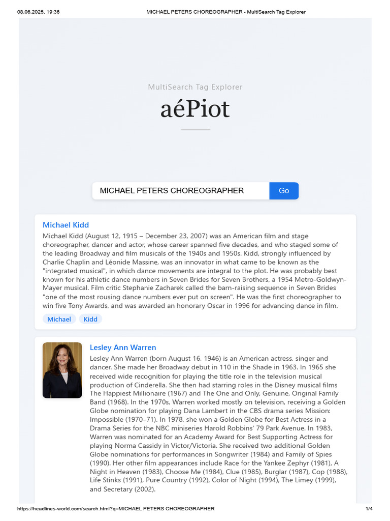 Michael Peters Choreographer - Multisearch Tag Explorer | PDF ...