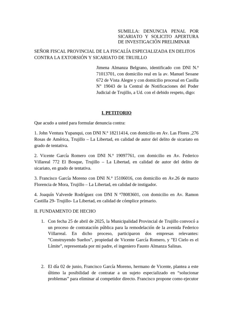 Denuncia Final | PDF | Derecho penal | Pena capital