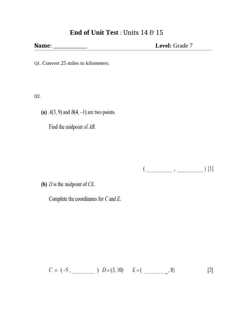 End of Unit Test: Units 14 & 15 | PDF
