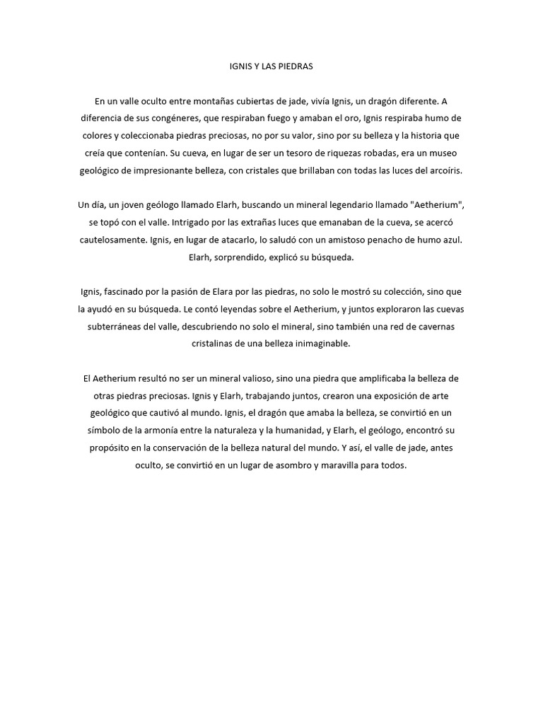 Ignis: El Dragón y sus Piedras Preciosas | PDF