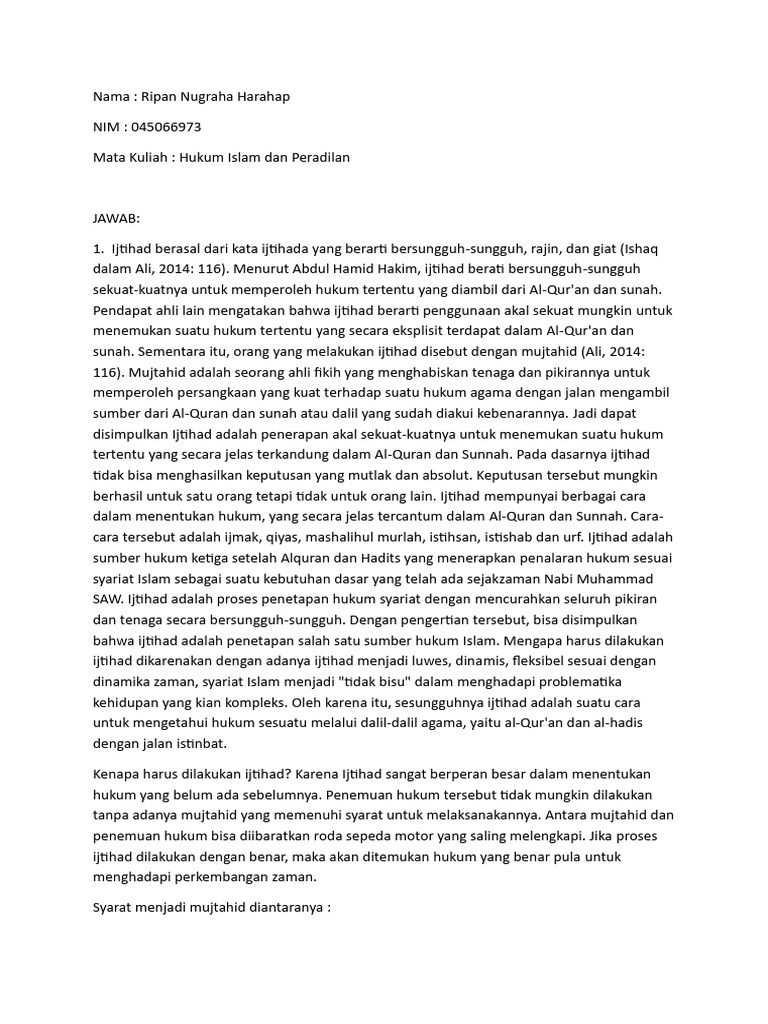 Ripan Nugraha Harahap Tugas 1 Hukum Islam | PDF