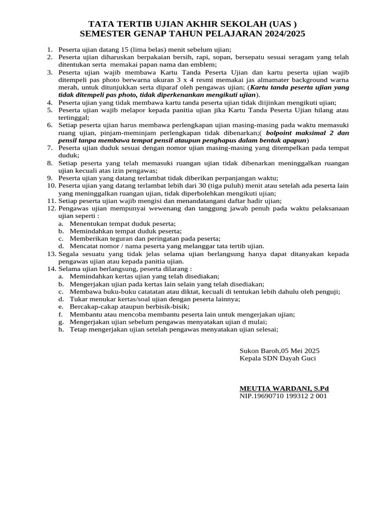 Tata Tertib Uas | PDF