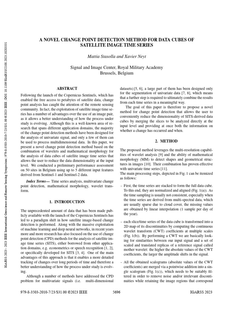 A Novel Change Point Detection Method For Data Cubes of Satellite Image Time Series | PDF | Time ...