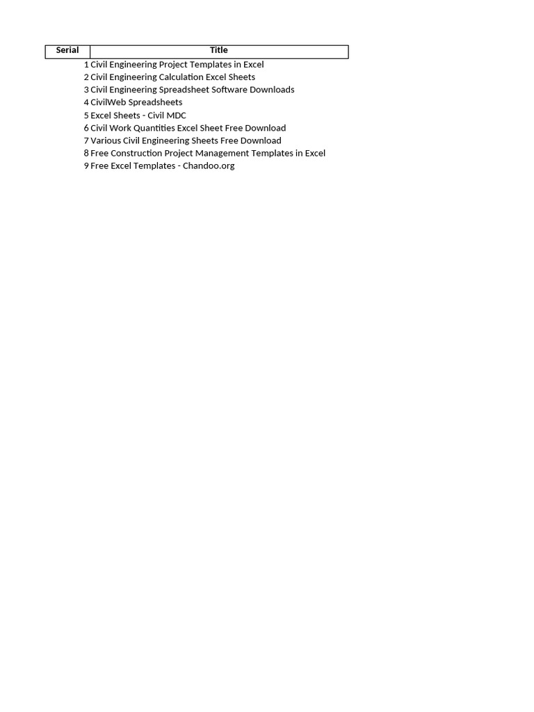 Civil Engineering Excel Templates Guide | PDF