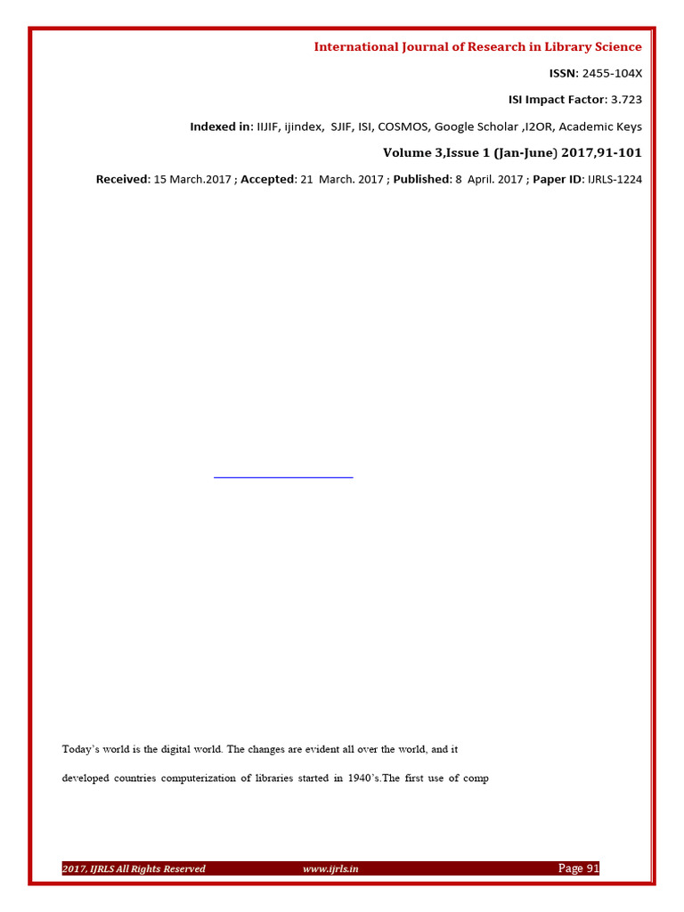 A Study On Managing Koha Open Source Library Management System in The University Library Central ...