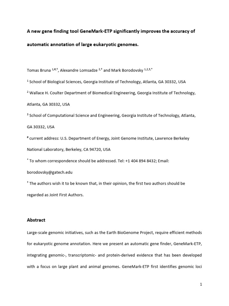 A New Gene Finding Tool GeneMark-ETP Significantly Improves The Accuracy of Automatic Annotation ...