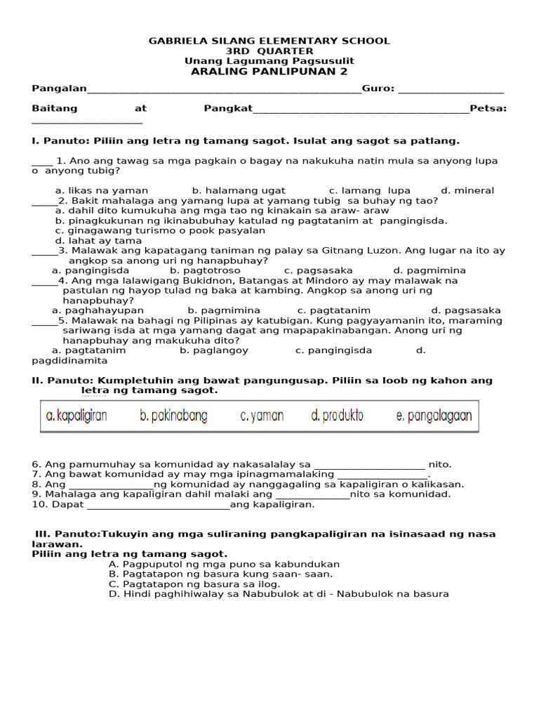 Summative Test 1 Q3 AP 2-24-25 With TOS 1 | PDF