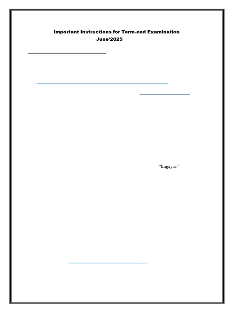 Instructions For Term End Examination-June 2025 | PDF | Mobile App ...