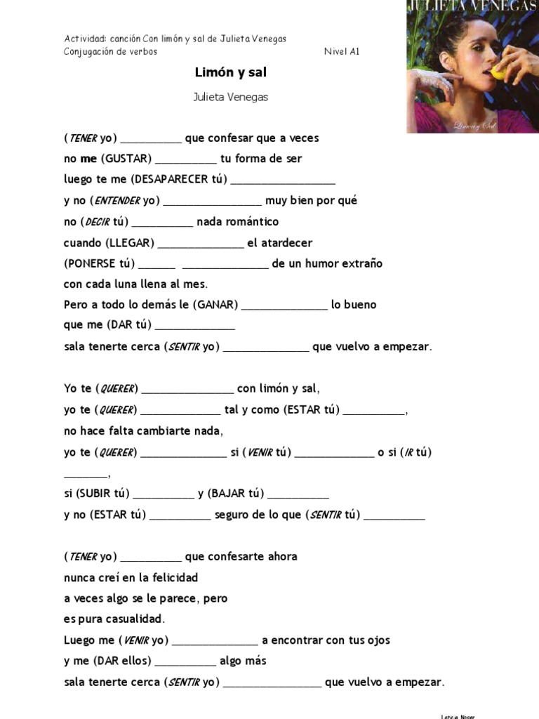 Con Limón y Sal-Actividad-Julieta Venegas | PDF | Arte | Poesía